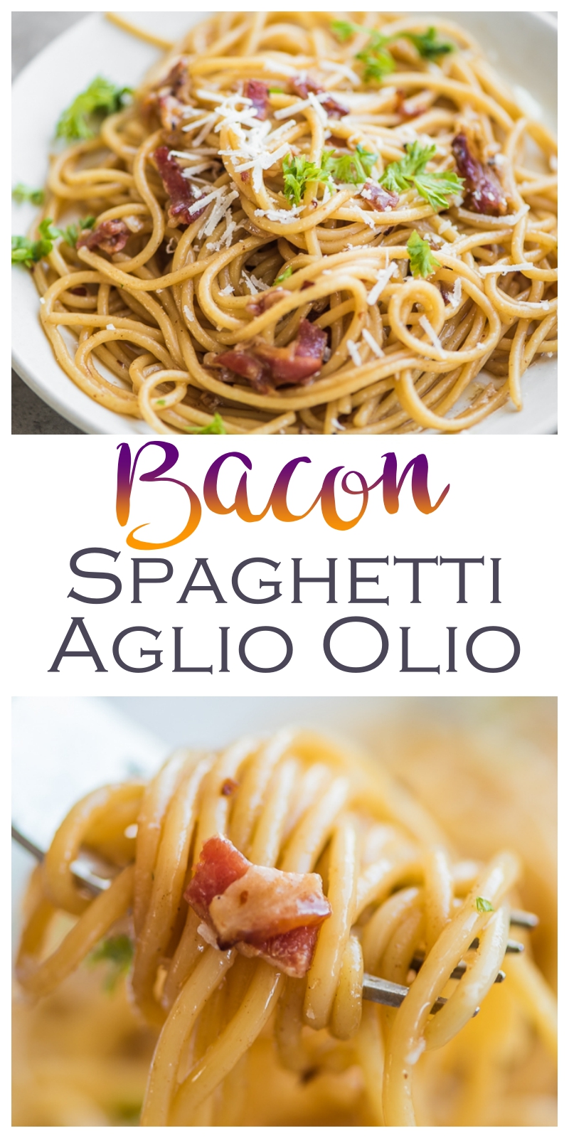 Bacon Spaghetti Aglio Olio quick and easy weeknight recipe